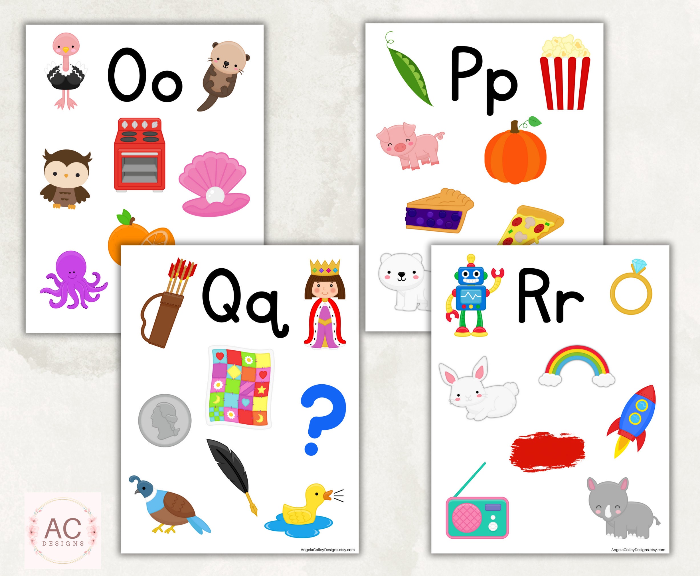 Printable Alphabet Posters, Beginning Sounds Word Chart, Letter Size ...