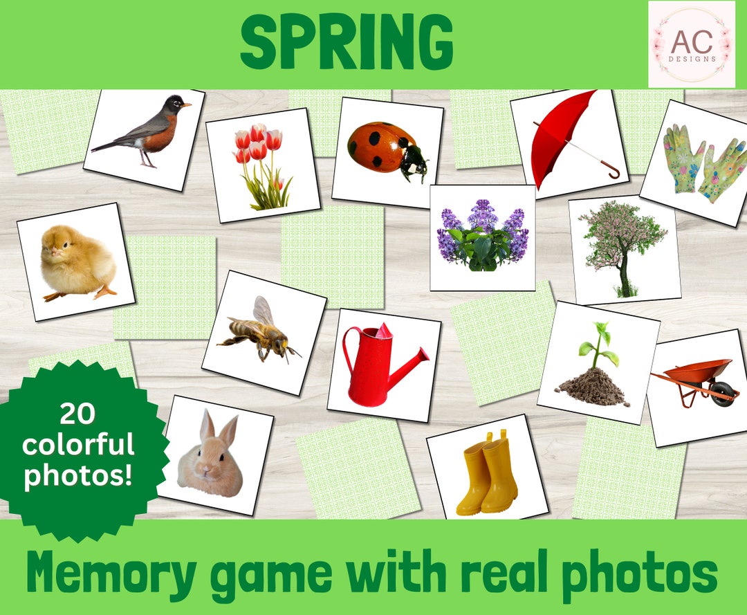 Spring Memory Game Printable, Real Life Nature Photo Matching Puzzle ...