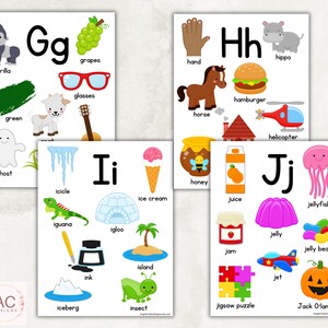 Printable Alphabet Posters, Beginning Sounds, Colorful Classroom Decor ...