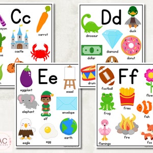 Printable Alphabet Posters, Beginning Sounds Word Chart, Letter Size ...