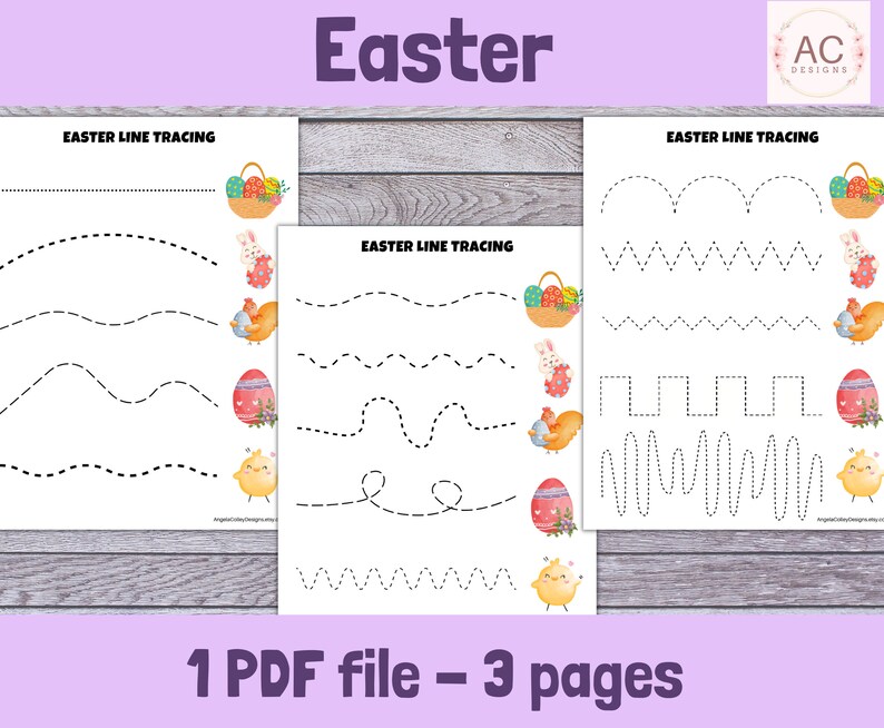 Easter Tracing Practice Worksheets, Easter Spring Printable Activities ...