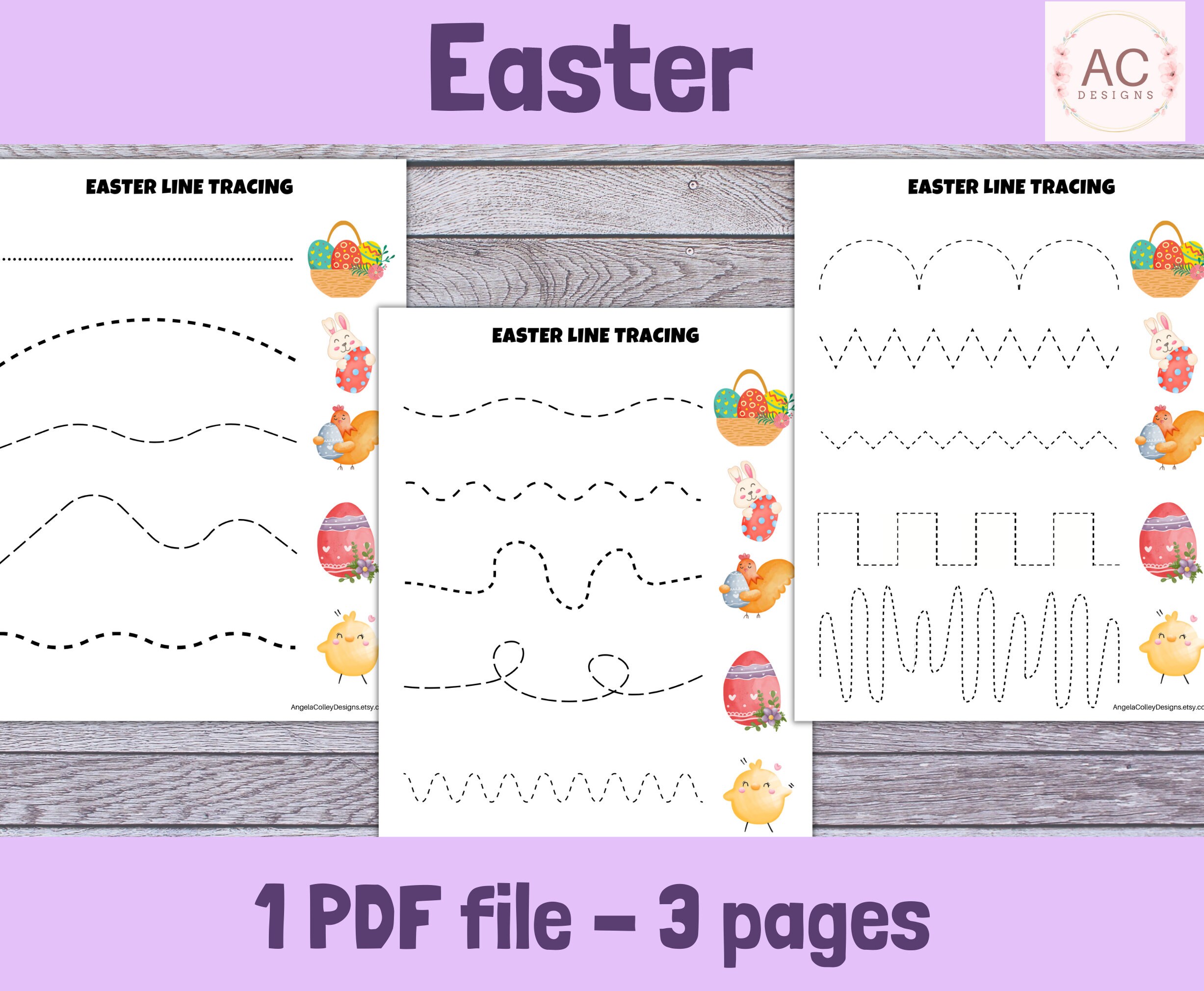 Easter Tracing Practice Worksheets, Easter Spring Printable Activities ...