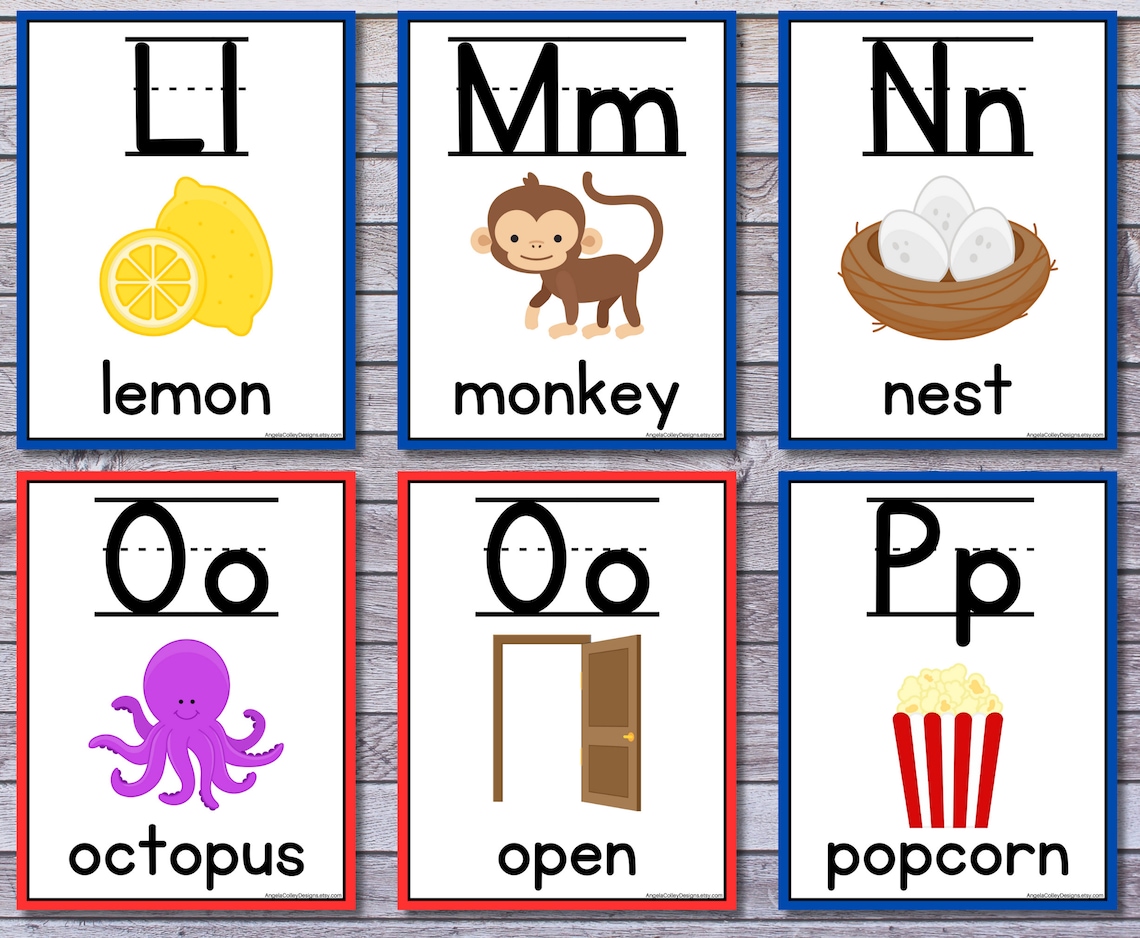 Printable Alphabet Posters, Beginning Sounds Flash Cards, Letter Size ...