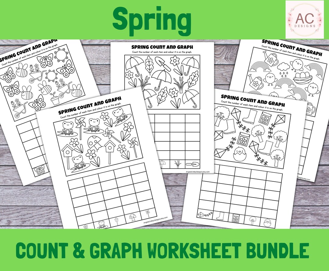 Spring Count and Graph Worksheets, Spring Printable Activities, Spring ...
