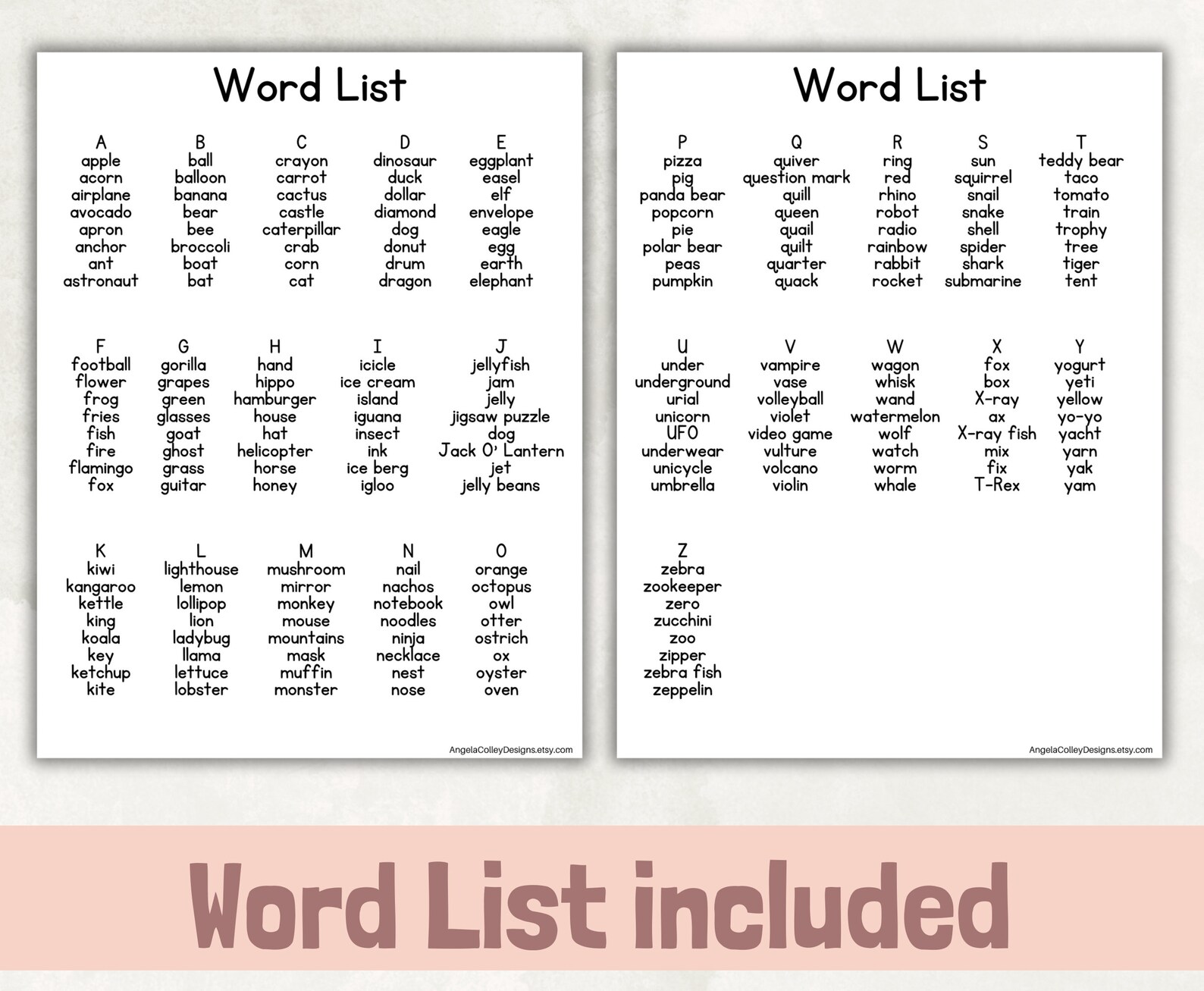 Printable Alphabet Posters, Beginning Sounds Word Chart, Letter Size ...