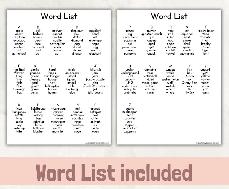 Printable Alphabet Posters, Beginning Sounds Word Chart, Letter Size ...