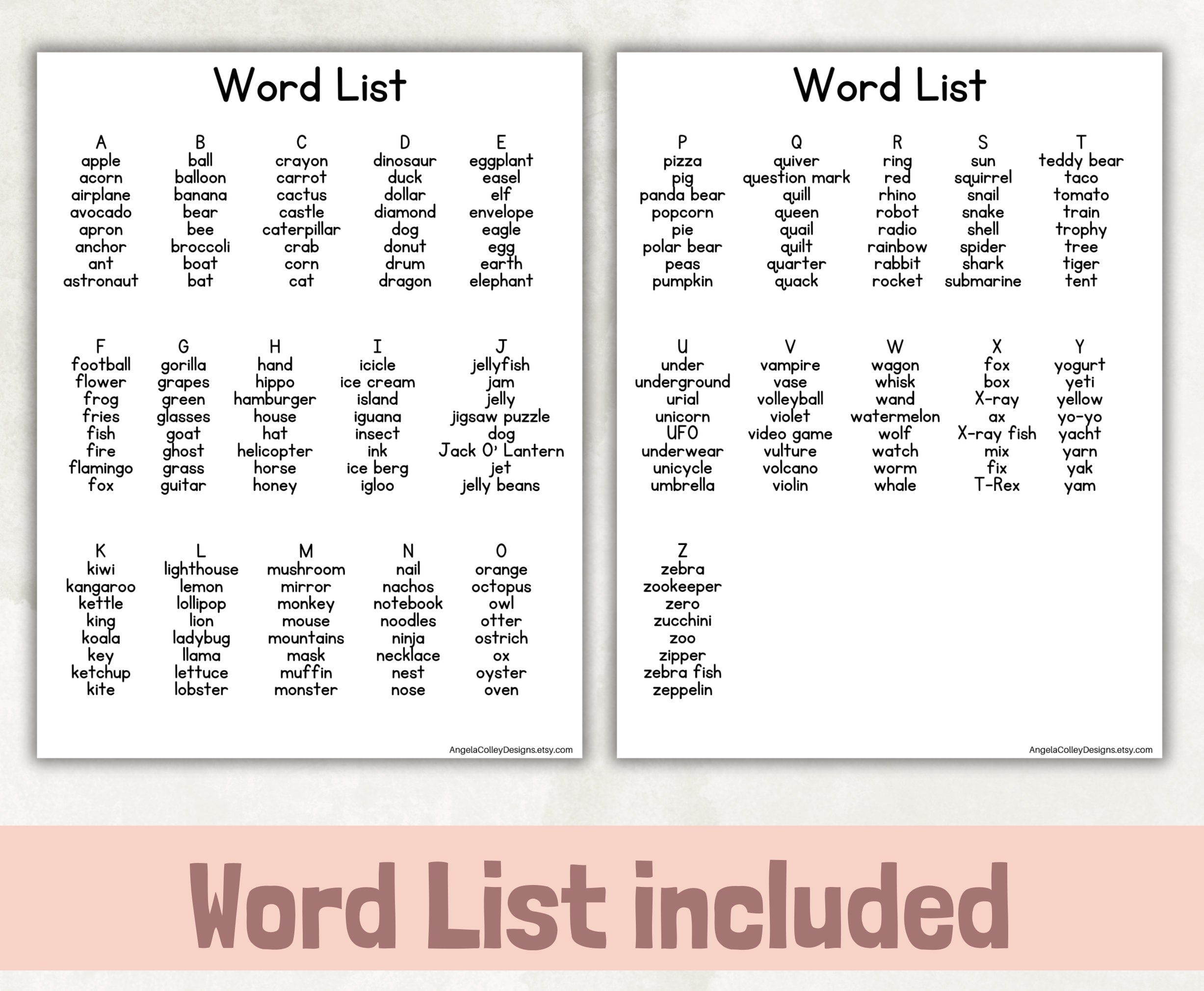 Printable Alphabet Posters, Beginning Sounds Word Chart, Letter Size ...