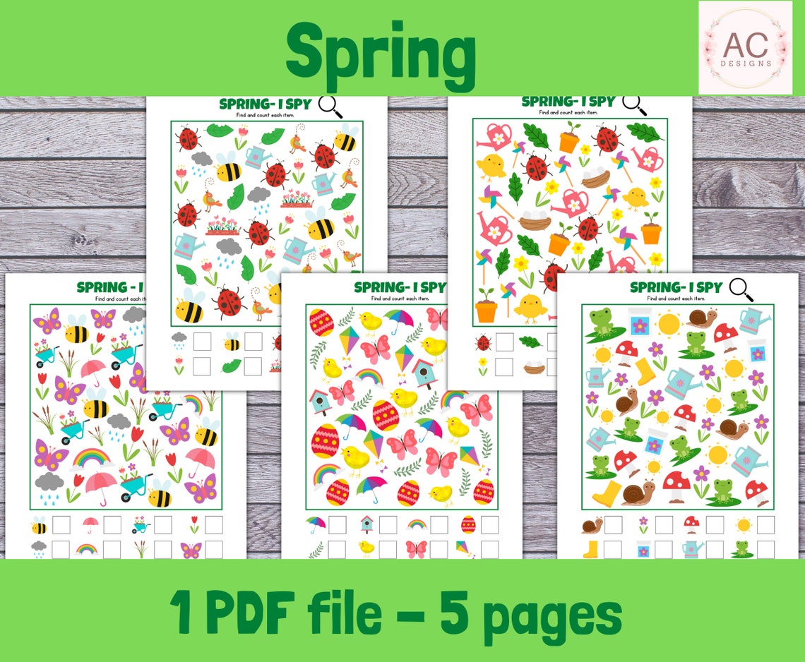 Spring I Spy Worksheets Spring Printable Activities Easter - Etsy Canada