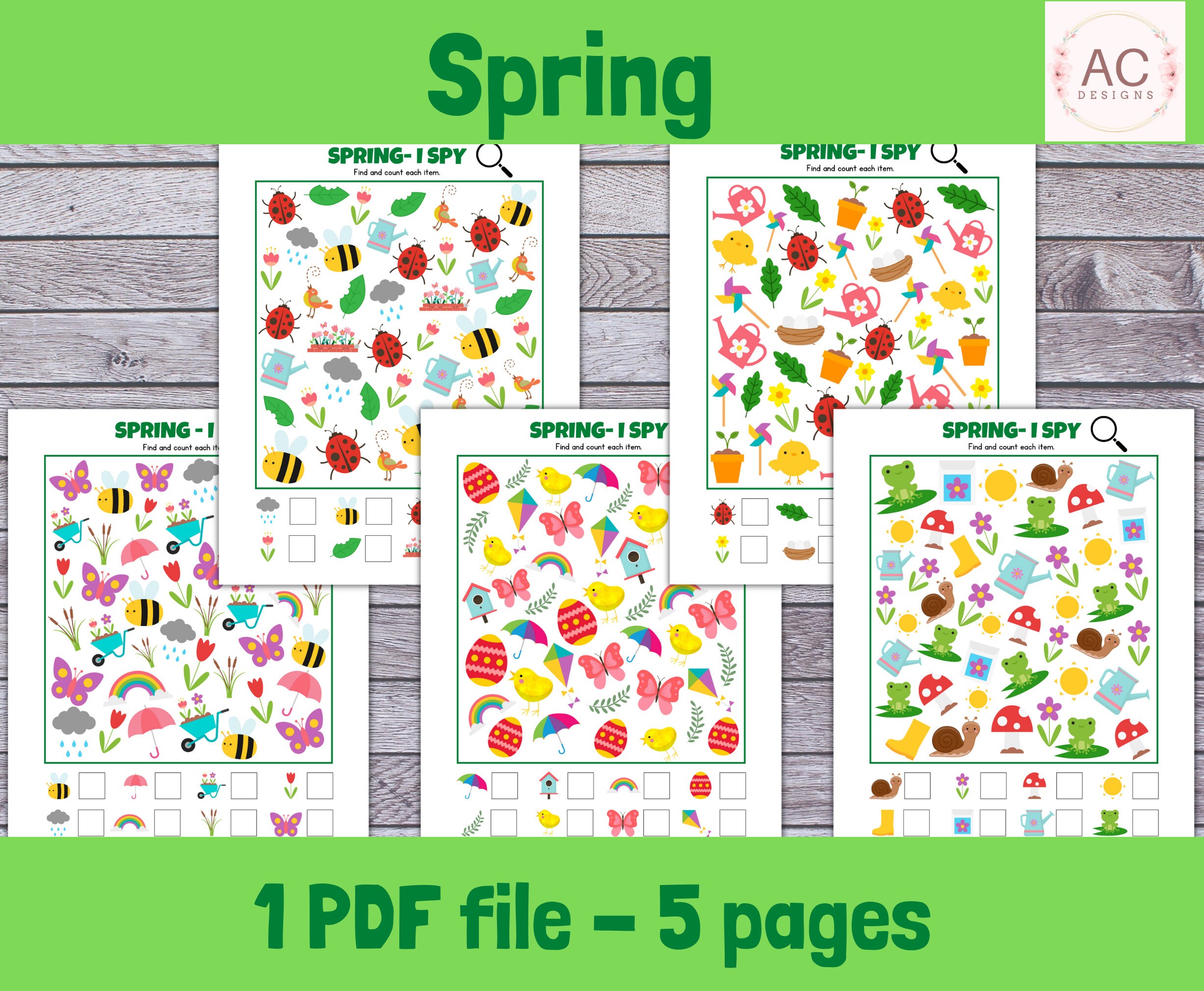 Spring I Spy Worksheets Spring Printable Activities Easter - Etsy Canada