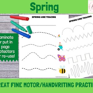 Spring Tracing Practice Worksheets, Spring Printable Activities, Easter ...