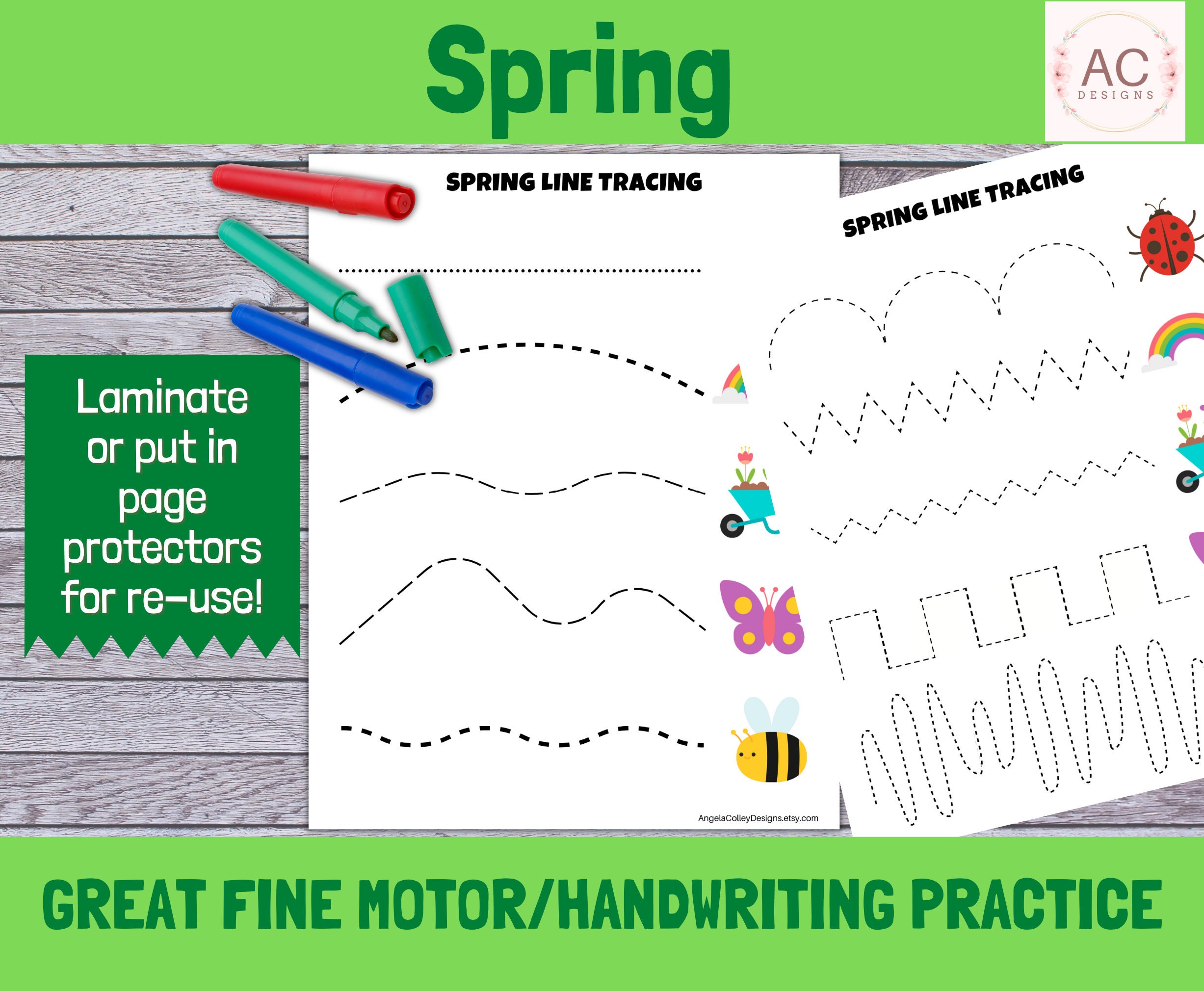 Spring Tracing Practice Worksheets, Spring Printable Activities, Easter ...