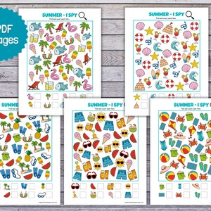 Summer I Spy Game Printable, Look Seek and Find Worksheet Pack, Learn ...