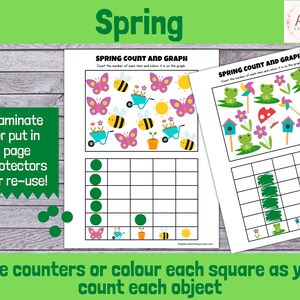 Spring Count and Graph Worksheets, Spring Printable Activities, Spring ...