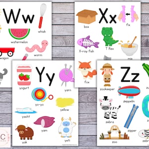 Printable Alphabet Posters, Beginning Sounds Word Chart, Letter Size ...