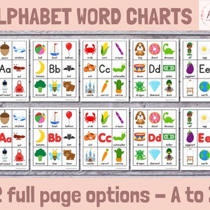 Printable Alphabet Picture Word Chart ABC Beginning Sound - Etsy Canada