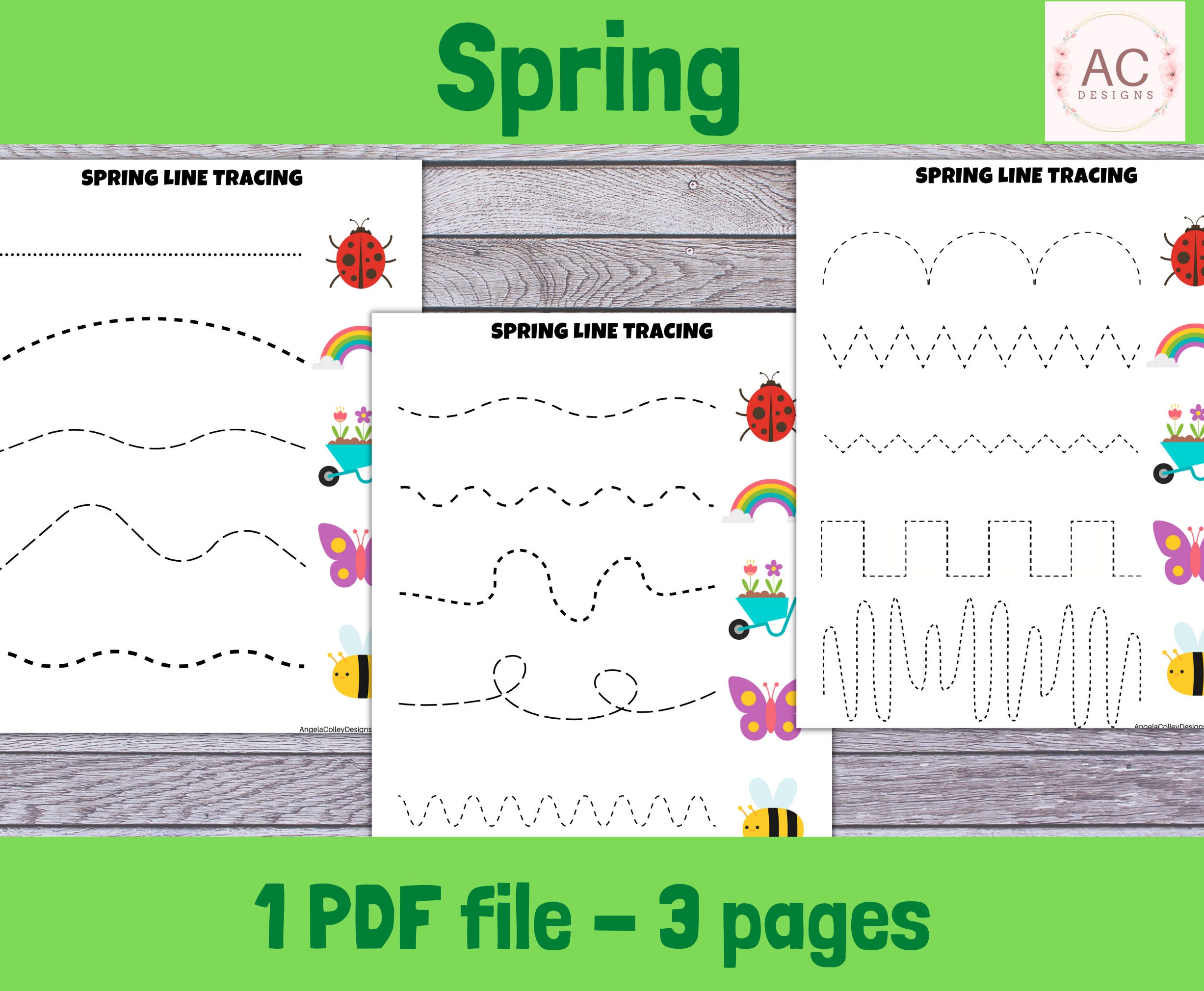 Spring Tracing Practice Worksheets, Spring Printable Activities, Easter ...