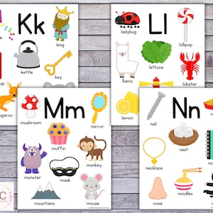 Printable Alphabet Posters, Beginning Sounds Word Chart, Letter Size ...