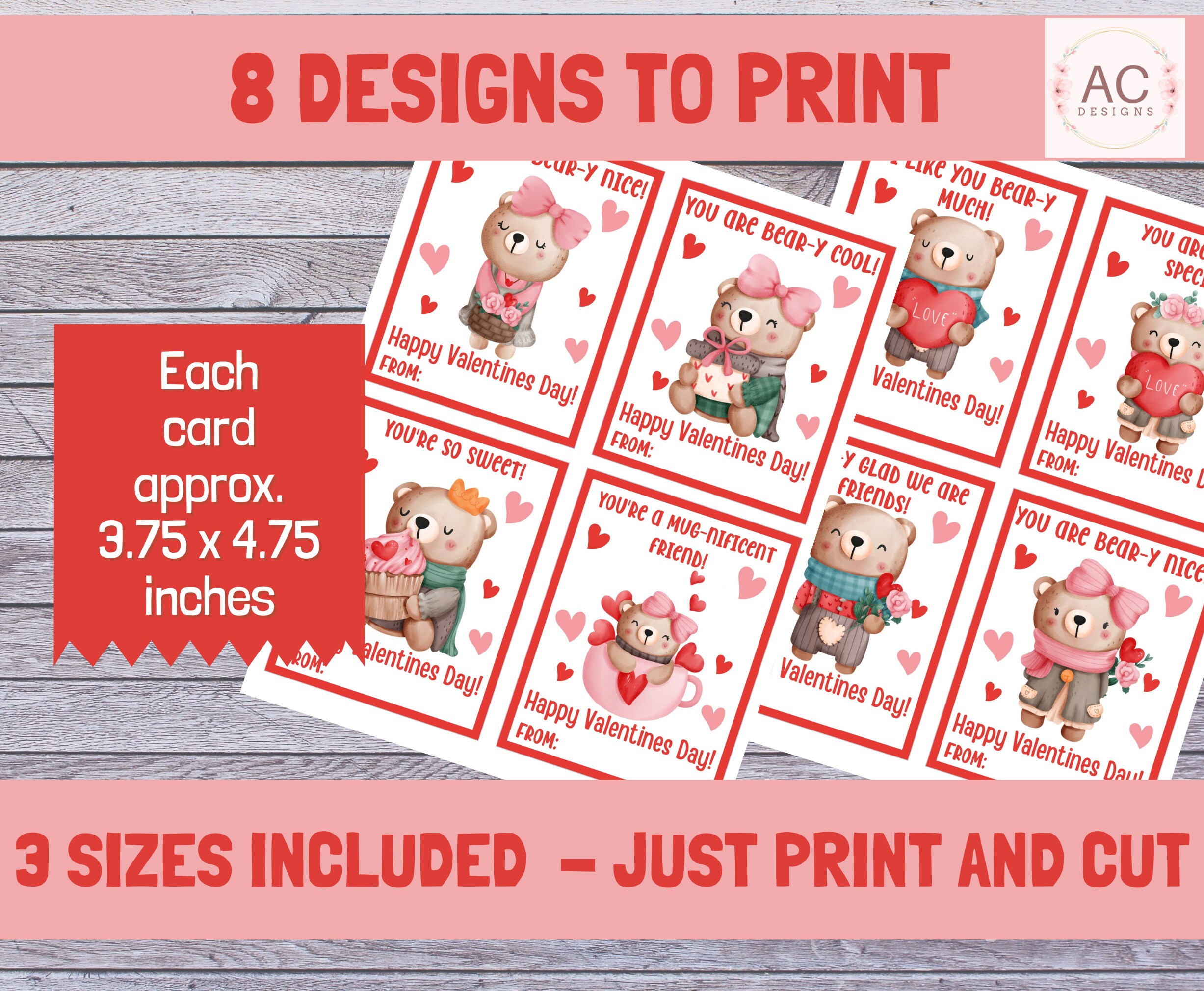 Kids Valentines Cards Instant Digital Download, Printable Kids ...