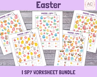 Spring I Spy Worksheets, Spring Printable Activities, Easter Activity ...