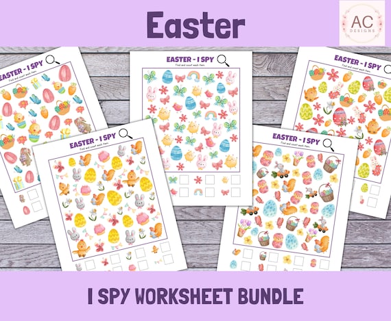 Easter I Spy Worksheets Easter Printable Activities Easter | Etsy
