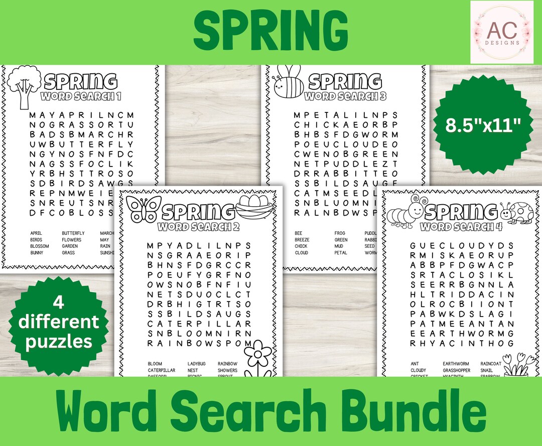 Spring Word Search Printable, Fun Spring Activity for Kids Learning at ...