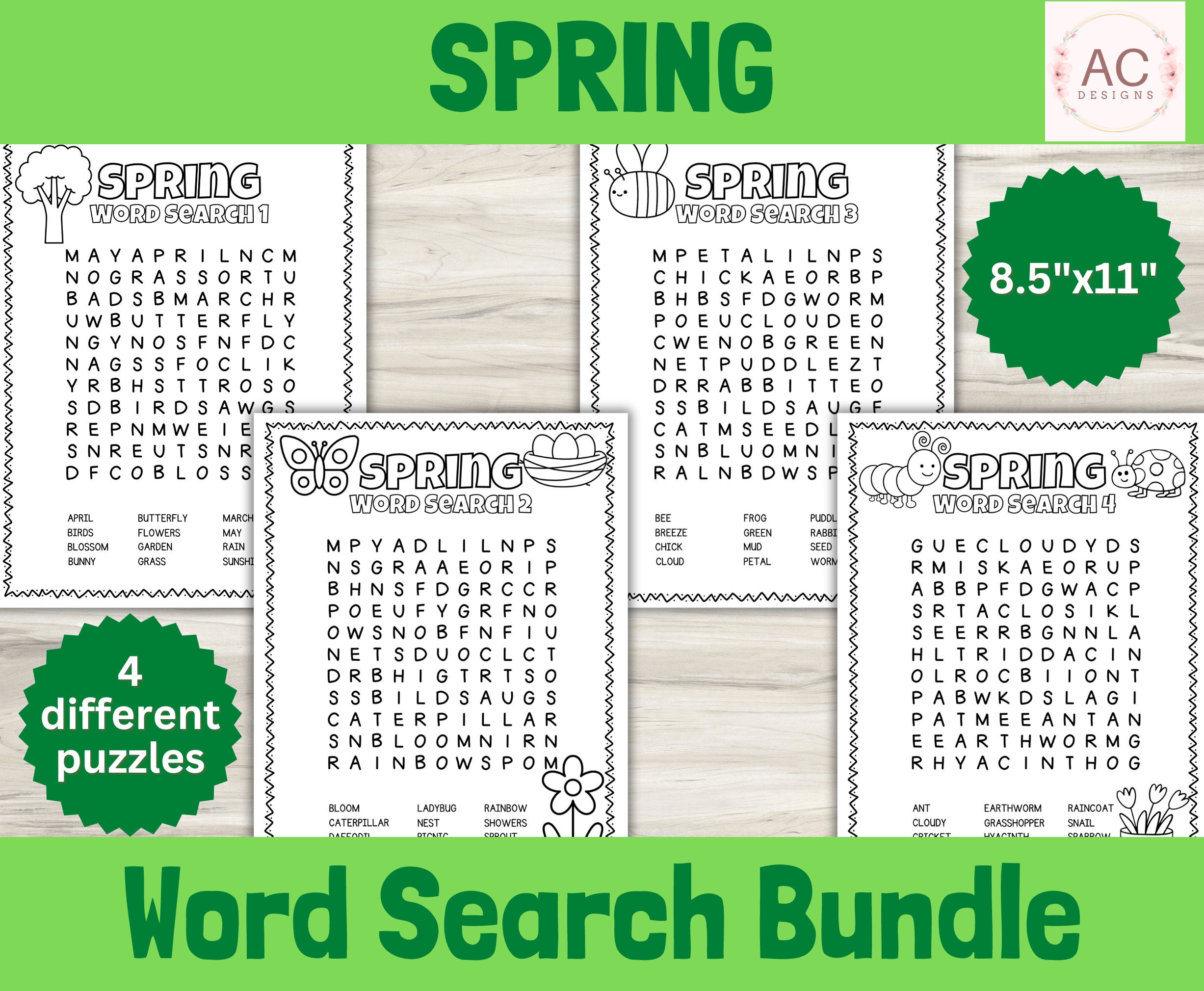 Spring Word Search Printable, Fun Spring Activity for Kids Learning at ...