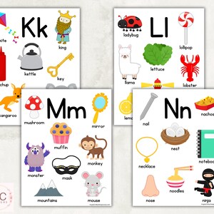 Printable Alphabet Posters, Beginning Sounds Word Chart, Letter Size ...