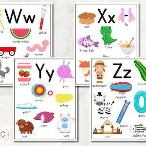 Printable Alphabet Posters, Beginning Sounds Word Chart, Letter Size ...