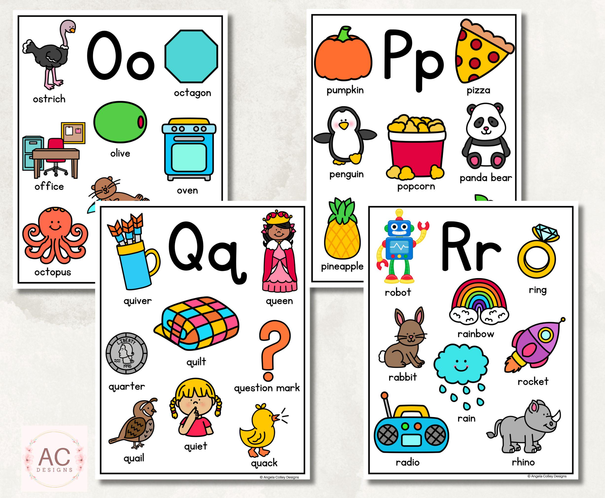Classroom Alphabet Posters, Beginning Sounds Chart (digital Download ...