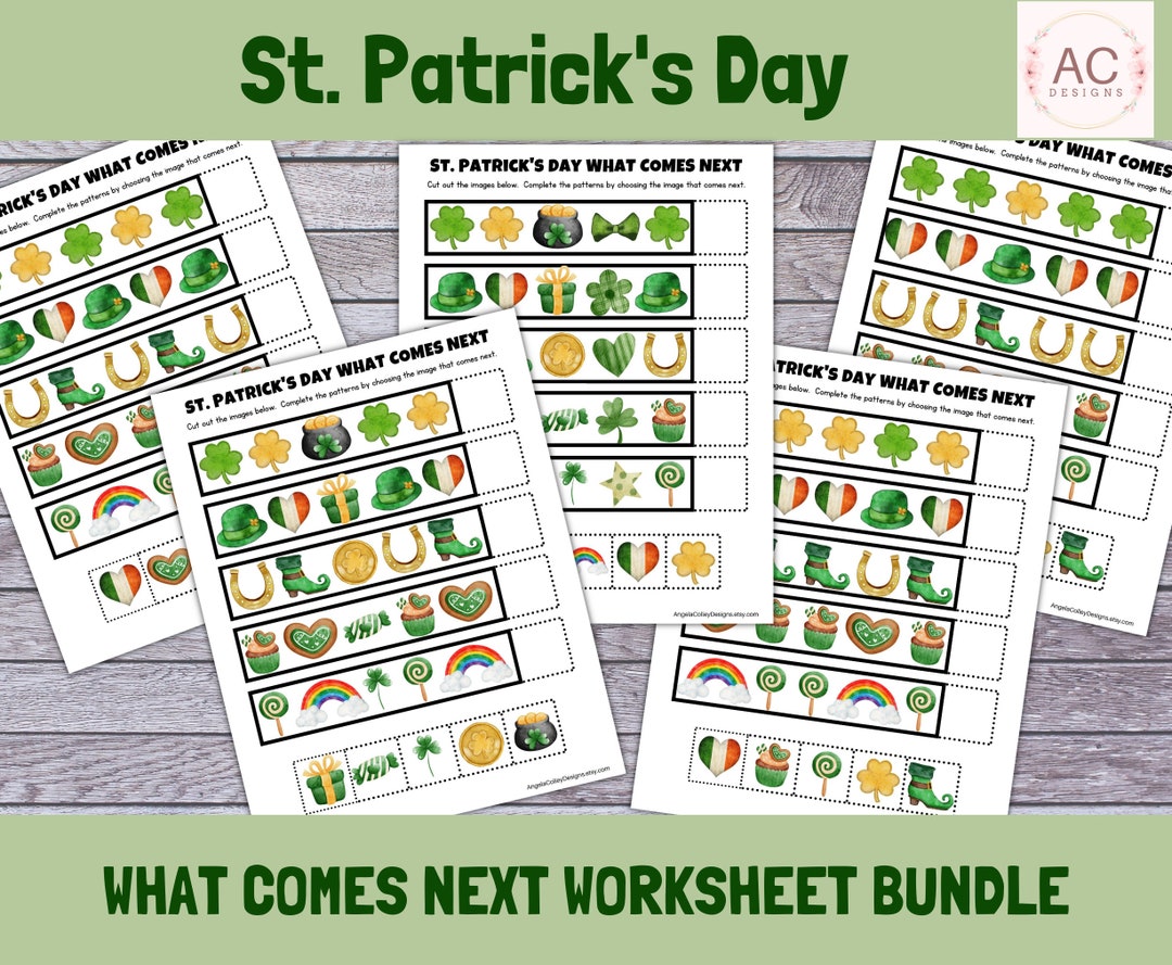 St. Patrick's Day What Comes Next Game, Finish the Pattern Worksheet ...