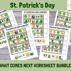 St. Patrick's Day What Comes Next Game, Finish the Pattern Worksheet ...