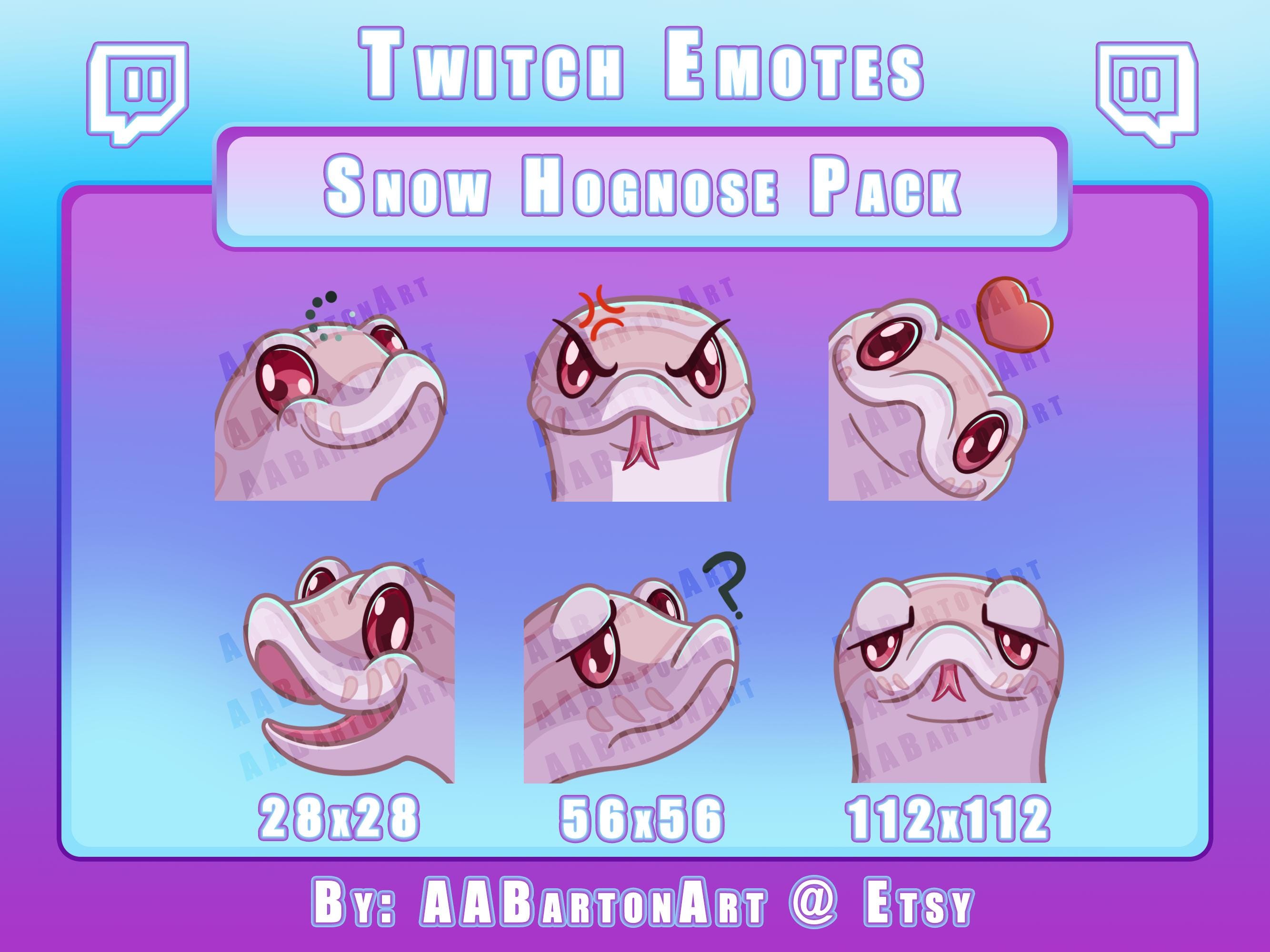 Twitch Emotes - Snow Hognose Pack (braincell Loading, Angry, Heart ...