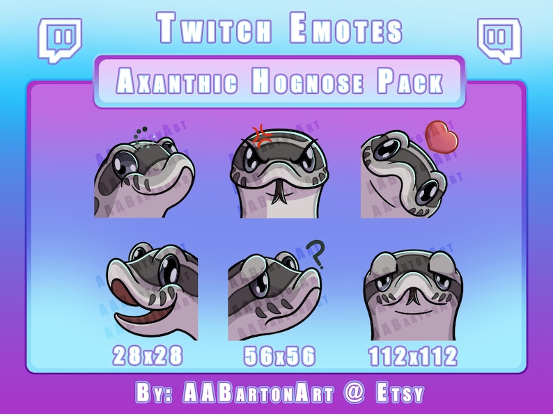 Twitch Emotes - Axanthic Hognose Pack (braincell Loading, Angry, Heart ...