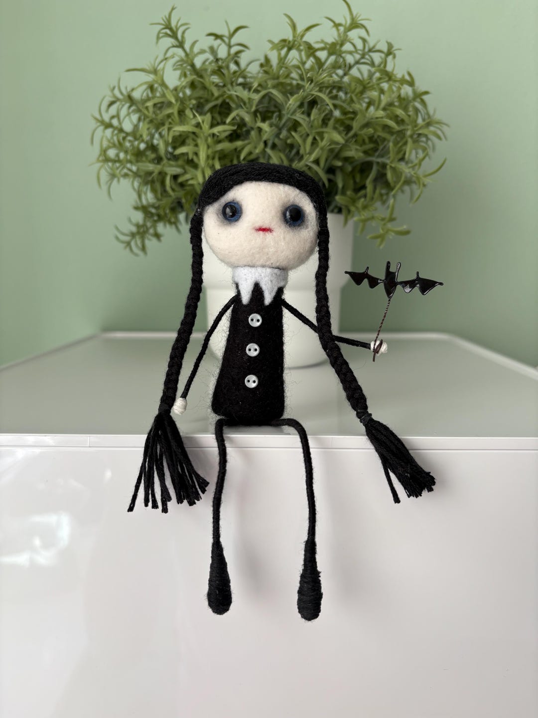 Cute Little Wednesday Gothic Doll, Felt Figure - Etsy