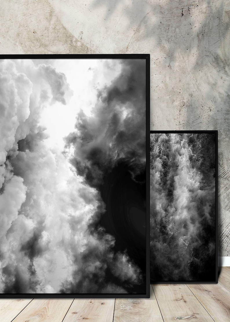 Black and White Clouds Photography, Abstract Printable Wall Art ...