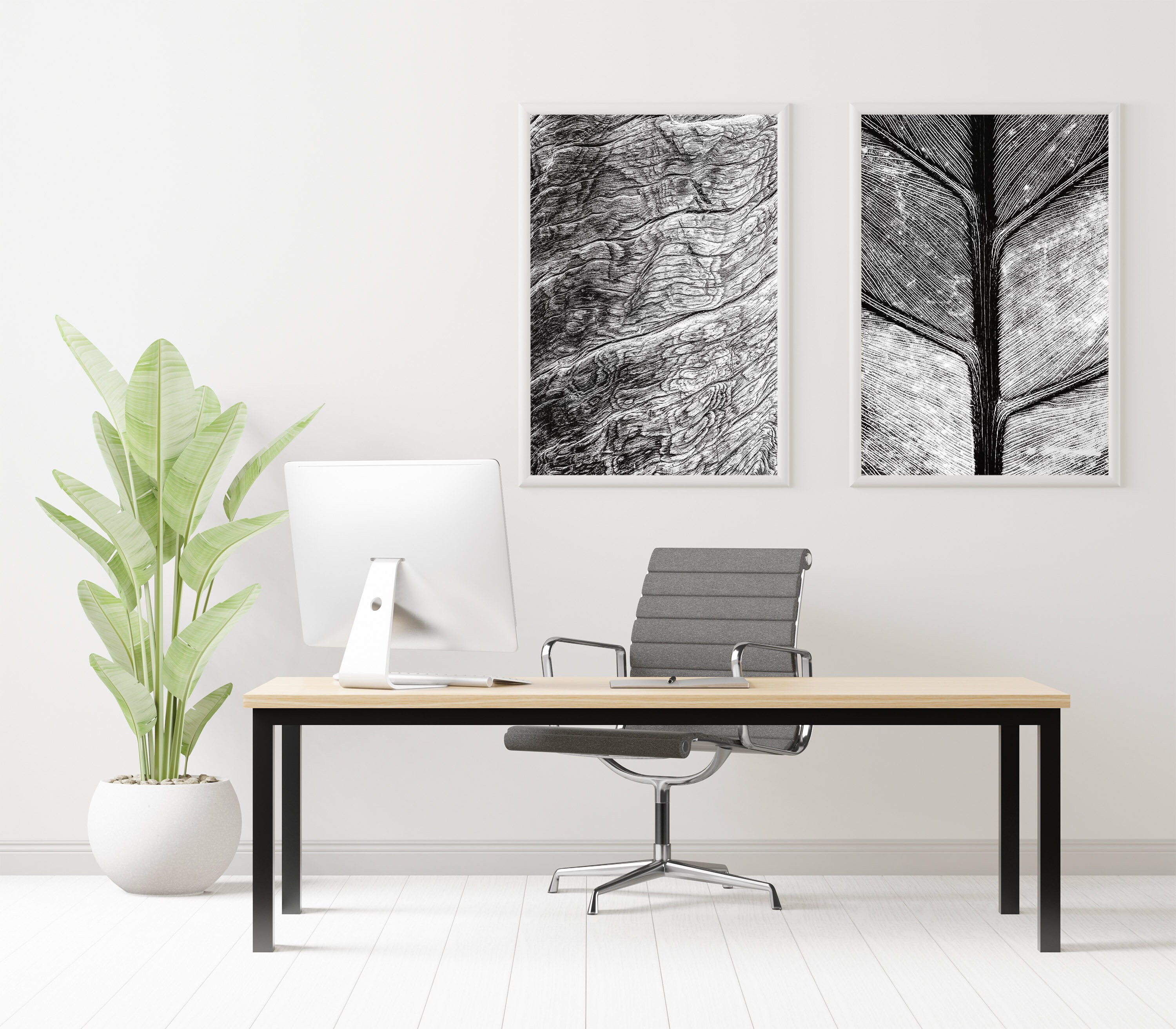 Black White Wall Art Set of 2 Printable Download Nature Wall Prints ...