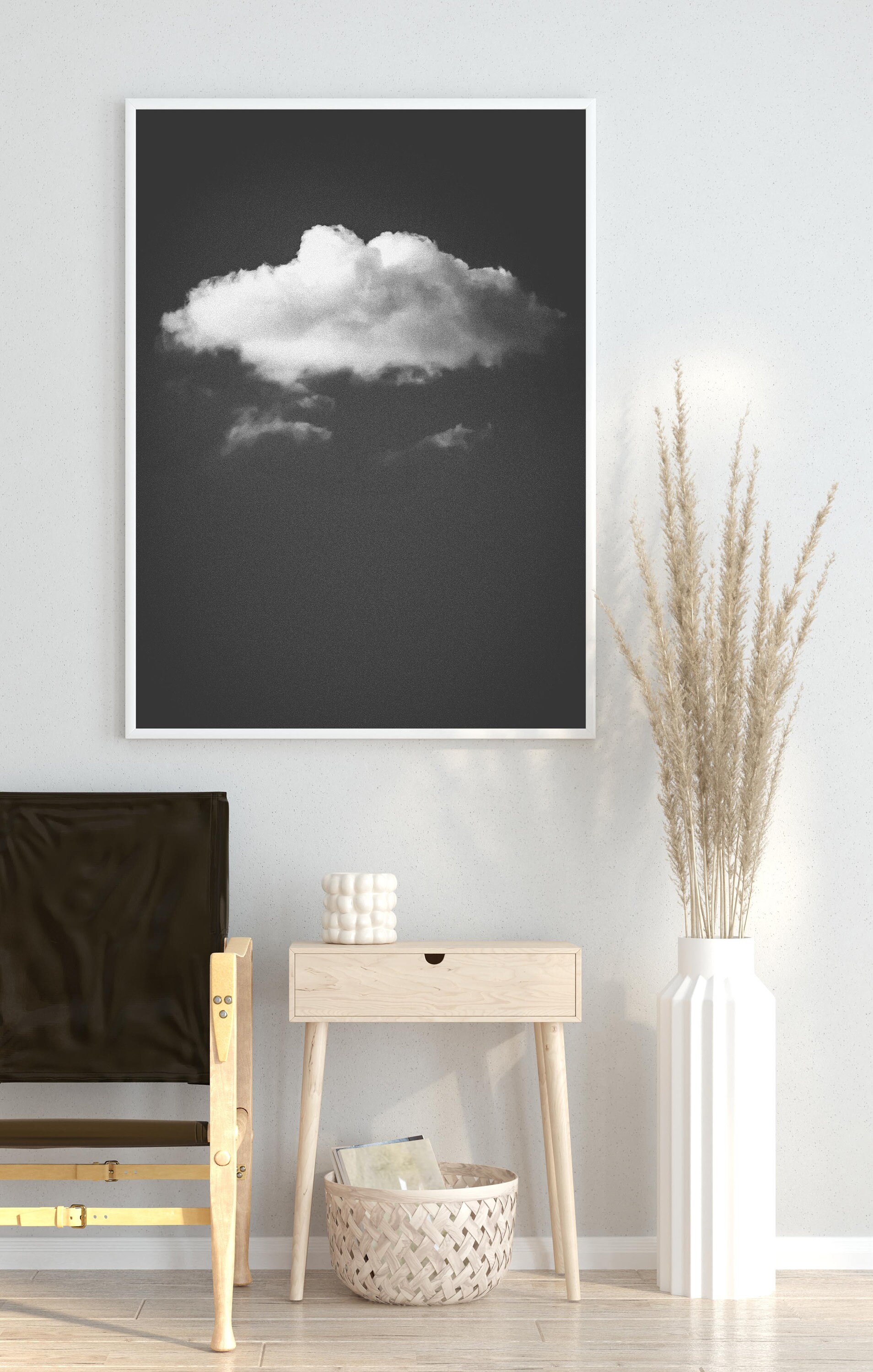 Cloud in Black and White Wall Art, Printable Sky Wall Decor, Minimalist ...
