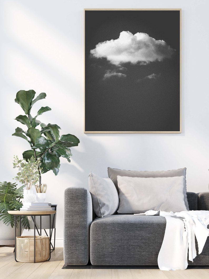 Cloud in Black and White Wall Art, Printable Sky Wall Decor, Minimalist ...