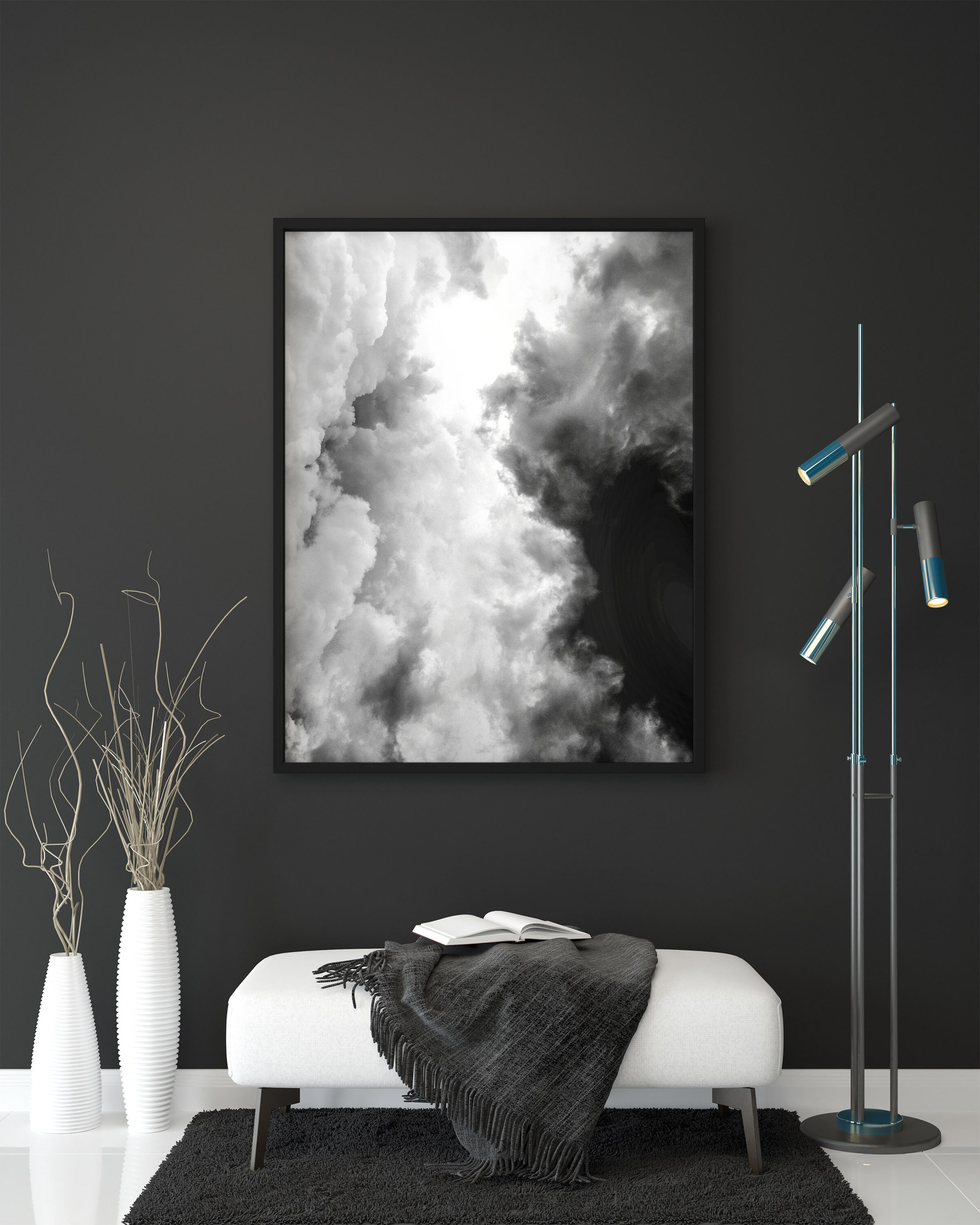 Black and White Clouds Photography, Abstract Printable Wall Art ...