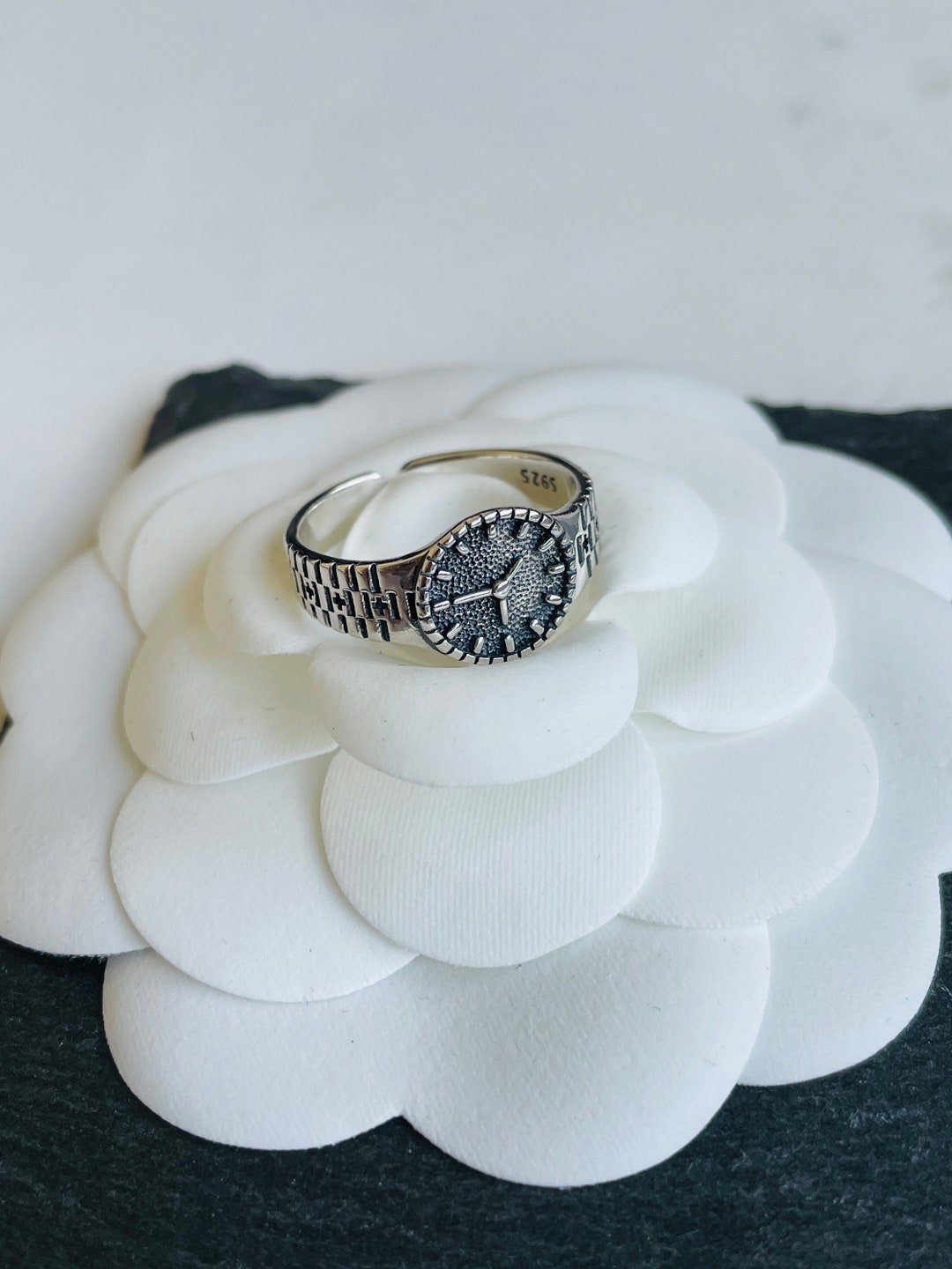 925 Silver Watch Ring-925 Sterling Ring Adjustable Ring Special Gift ...