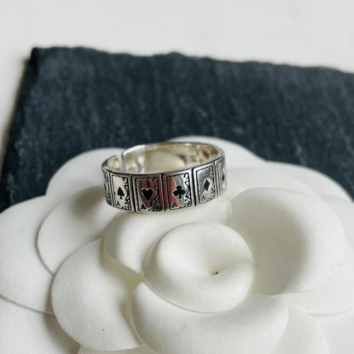 Sterling Silver Ring Poker Ring 925 Ring Adjustable Ring - Etsy