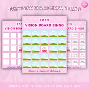 2025 Vision Board Bundle | 2025 Bingo Card | 2025 Goal Planner ...