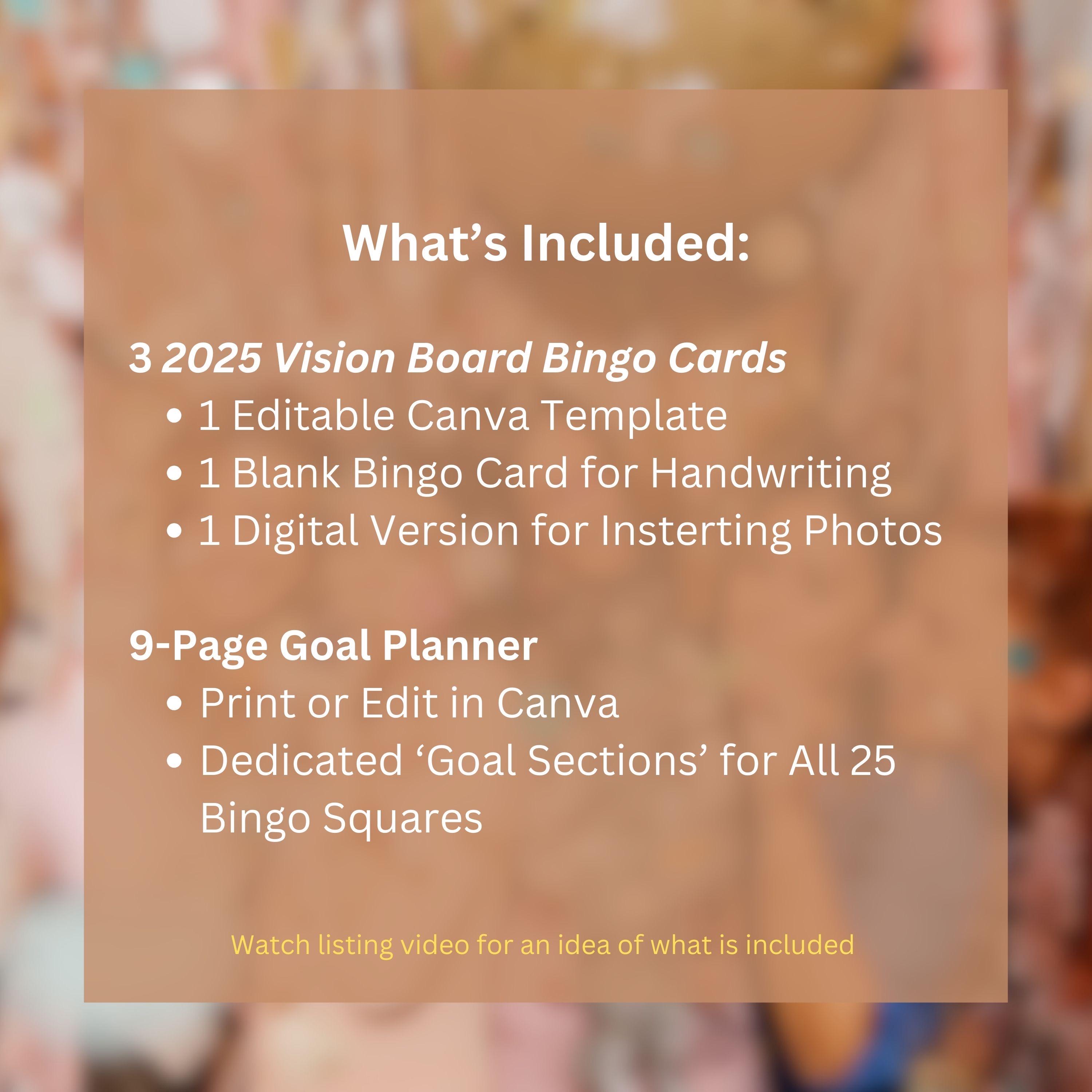 2025 Vision Board Bundle | 2025 Bingo Card | 2025 Goal Planner ...