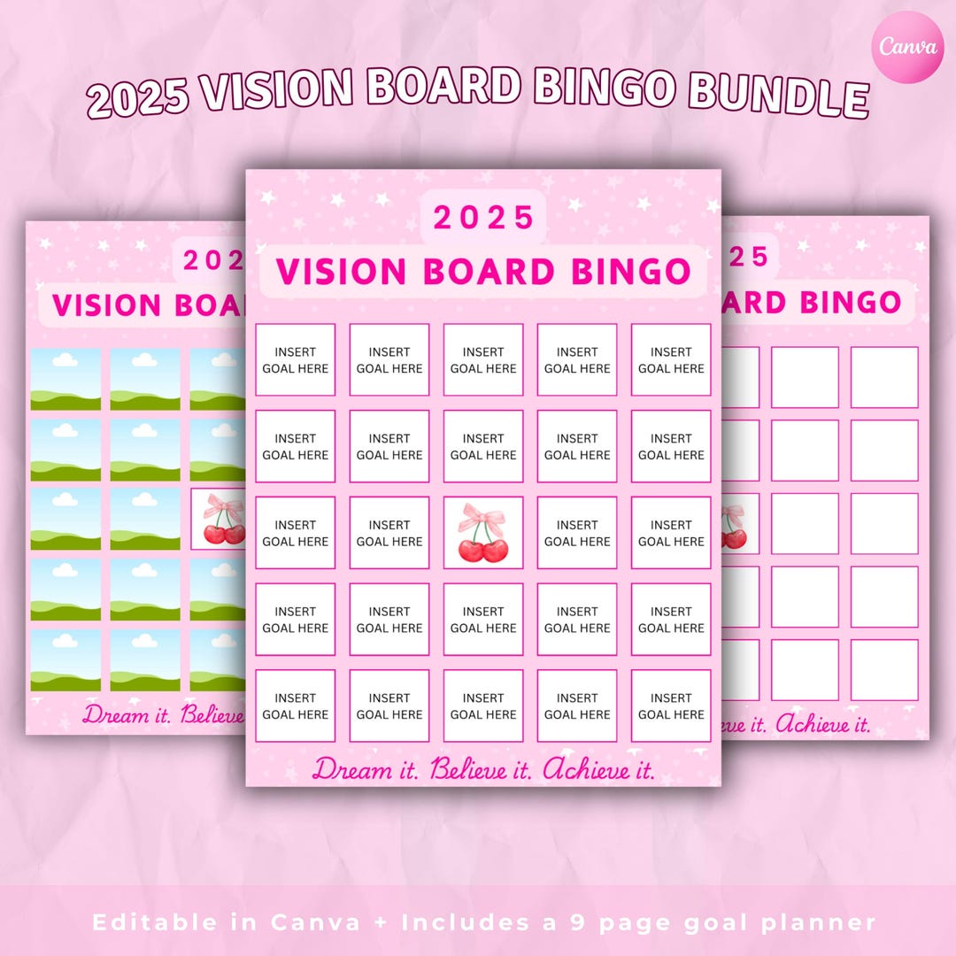 2025 Vision Board Bundle | 2025 Bingo Card | 2025 Goal Planner ...