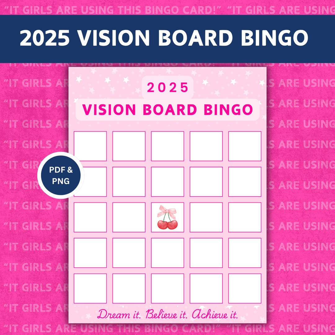 2025 Vision Board Bingo | Blank 2025 Bingo Card | Vision Board Bingo ...