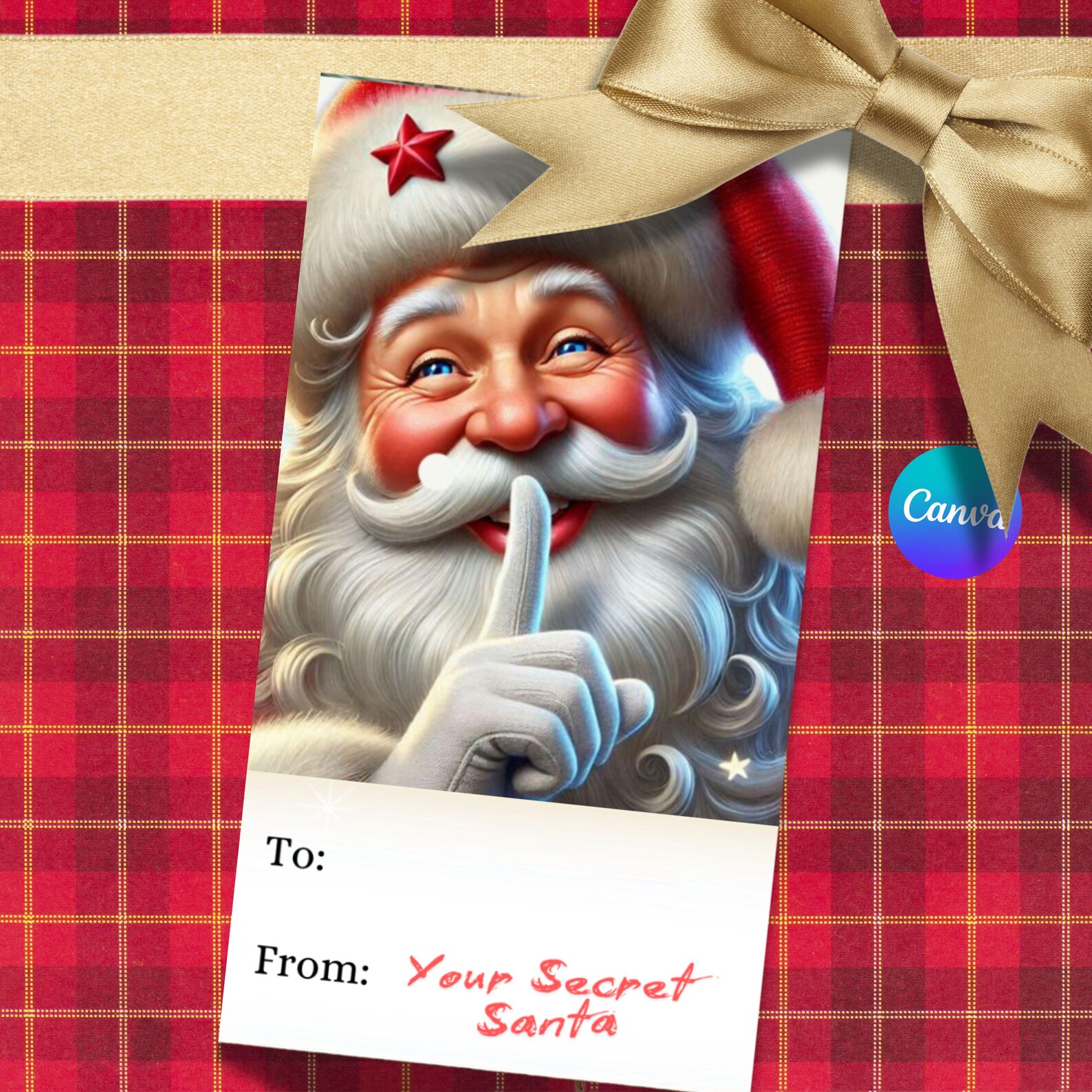 Secret Santa Gift Tag - Editable in Canva - Holiday Gift Tag Design ...