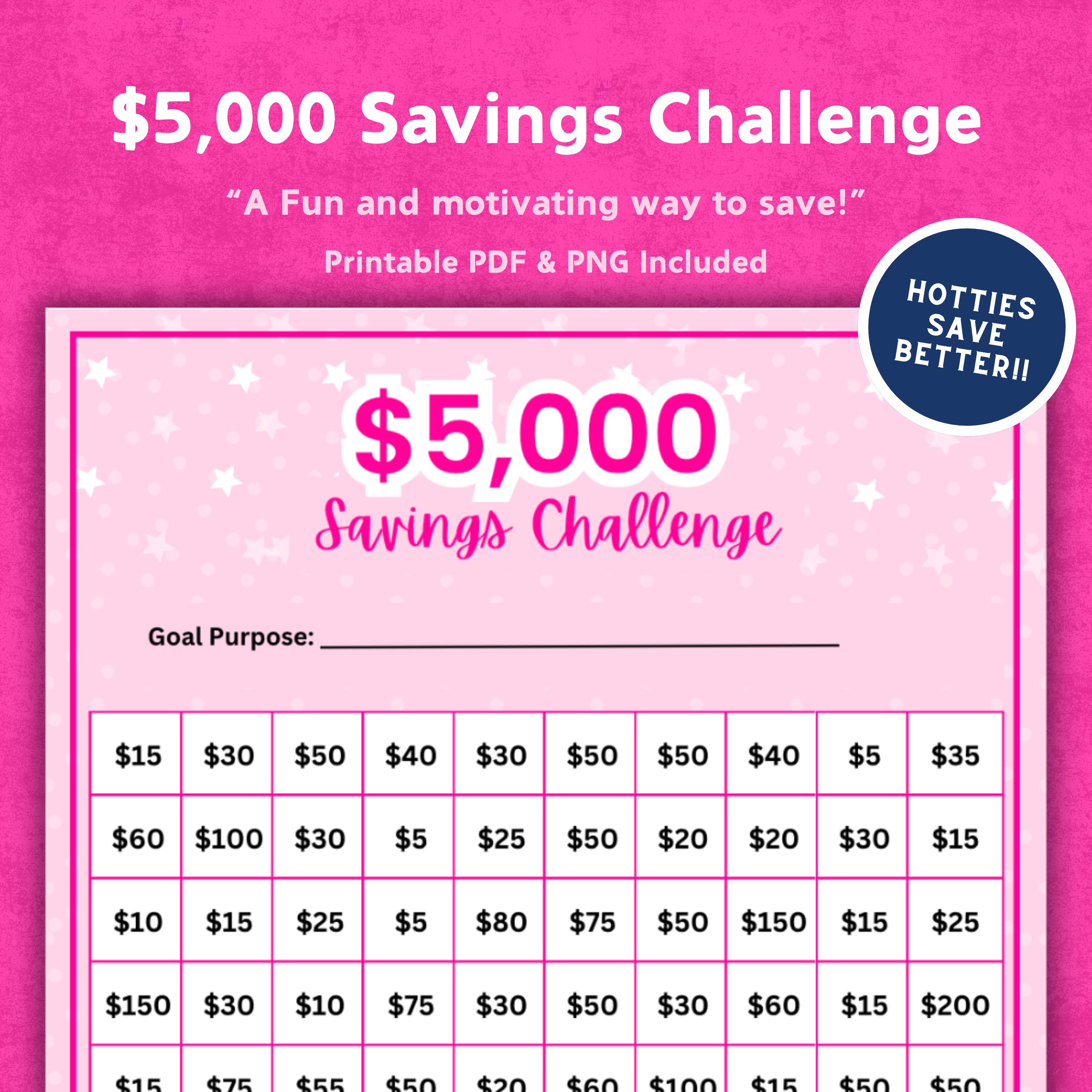 5000 Savings Challenge | Savings Tracker | 5000 Savings Tracker ...
