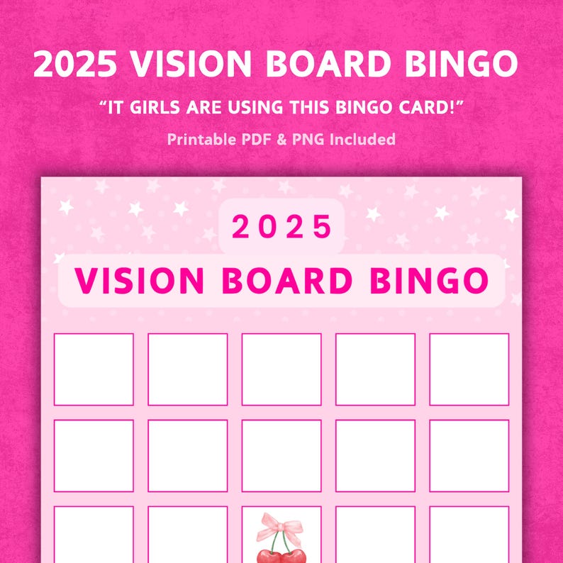 2025 Vision Board Bingo | Blank 2025 Bingo Card | Vision Board Bingo ...