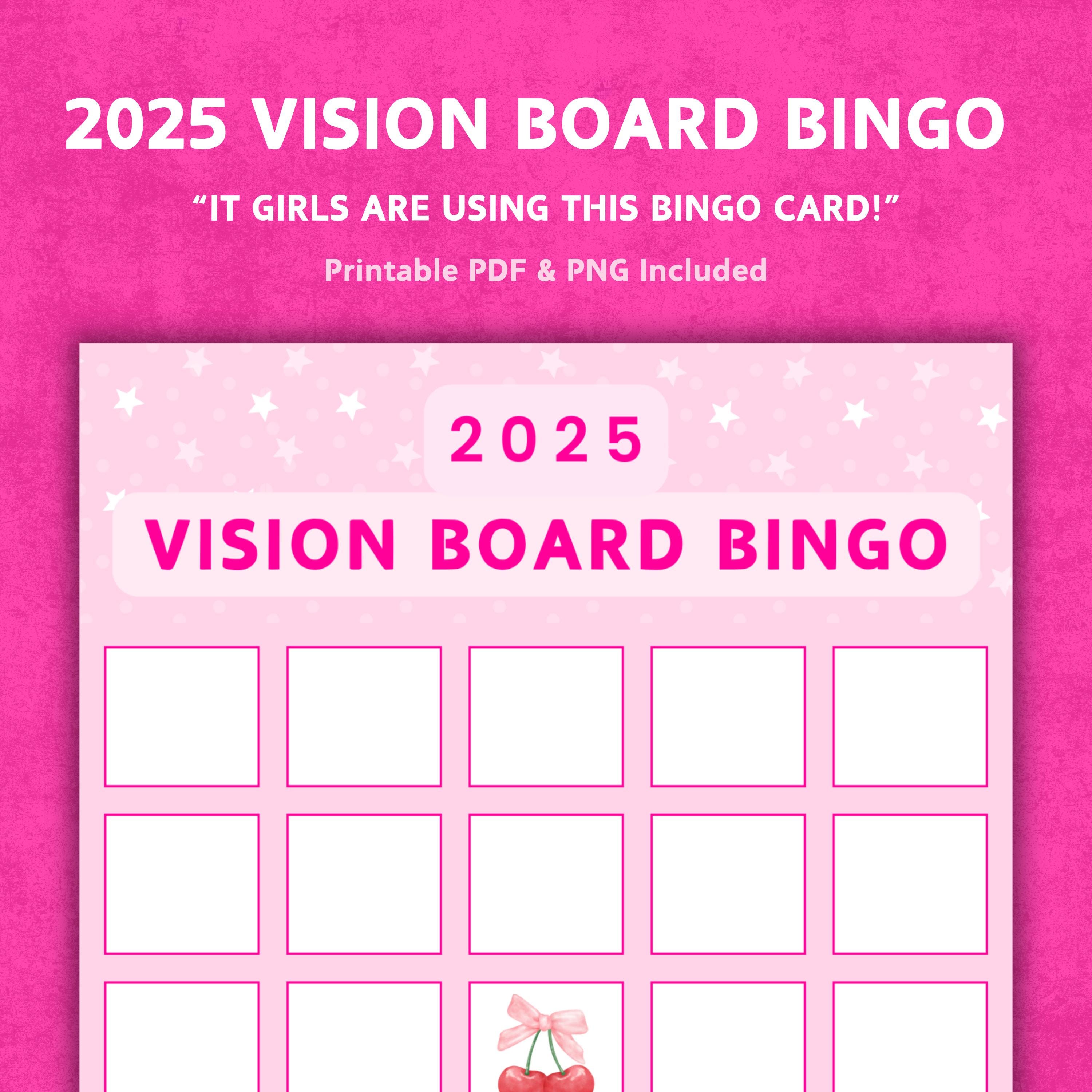 2025 Vision Board Bingo | Blank 2025 Bingo Card | Vision Board Bingo ...