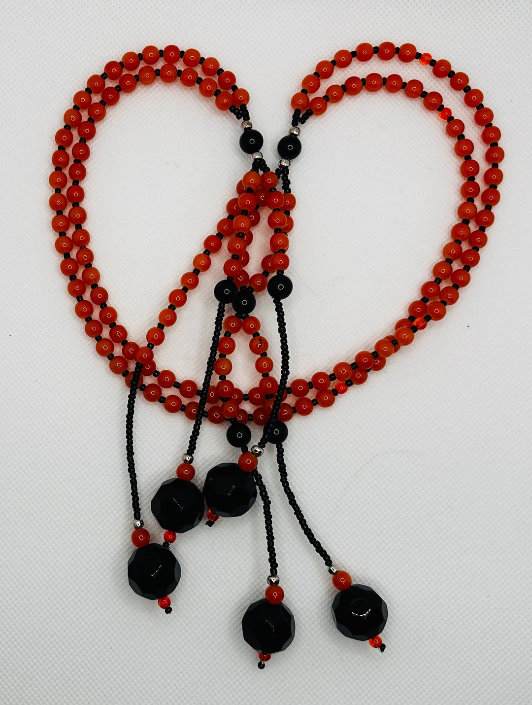 Orange/black Prayer Beads Juzu, Nichiren, Buddhist, Gongyo, Chanting ...